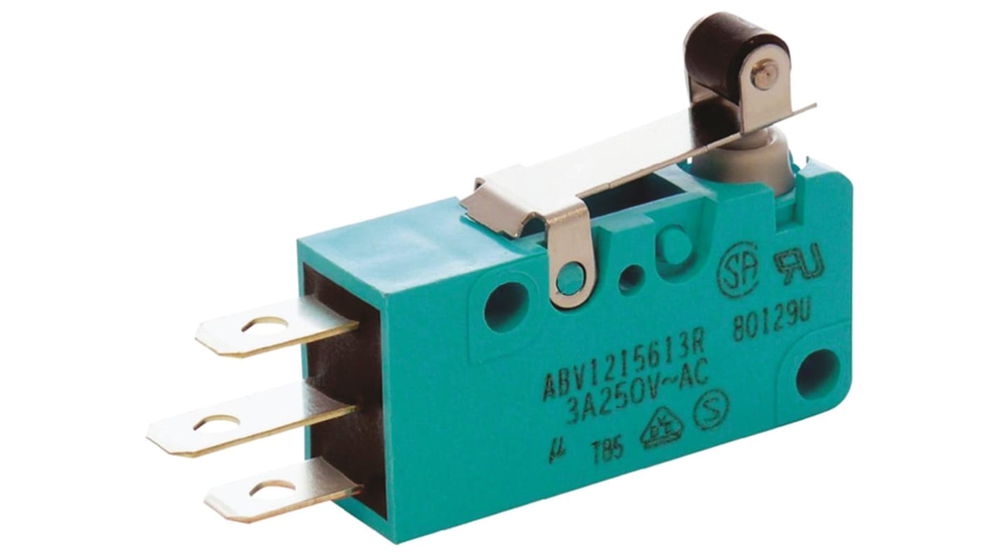 ABV1215513R | Panasonic Short Roller Lever Micro Switch, Tab Terminal ...