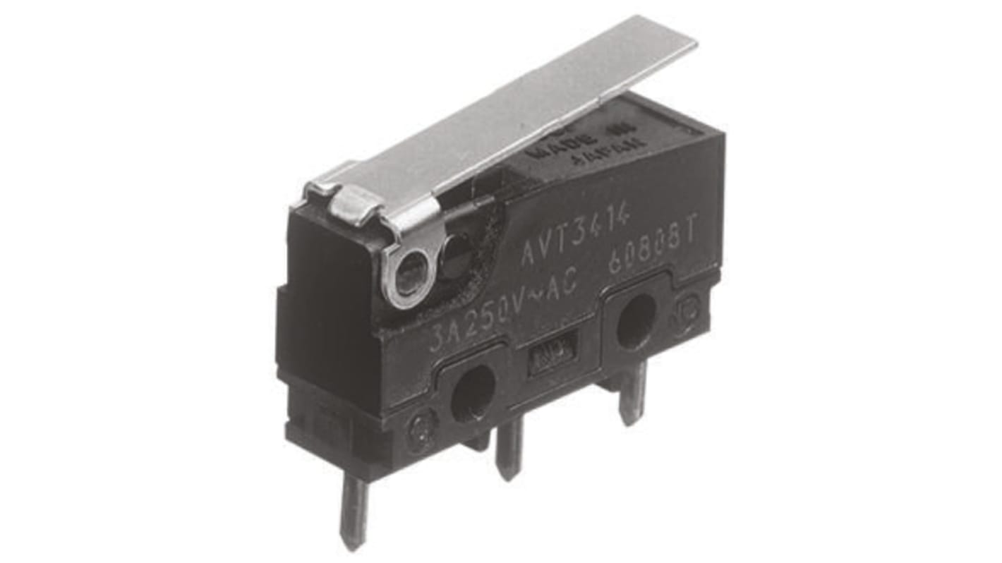 AVL34153 | Panasonic Short Hinge Lever Micro Switch, PCB Terminal, 5 A ...
