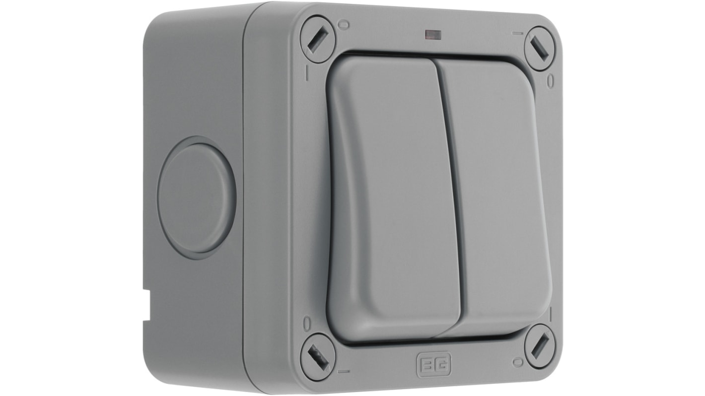 WP42-02 | BG Electrical Grey Outdoor Light Switch, 2 Way, 2 Gang, Storm ...