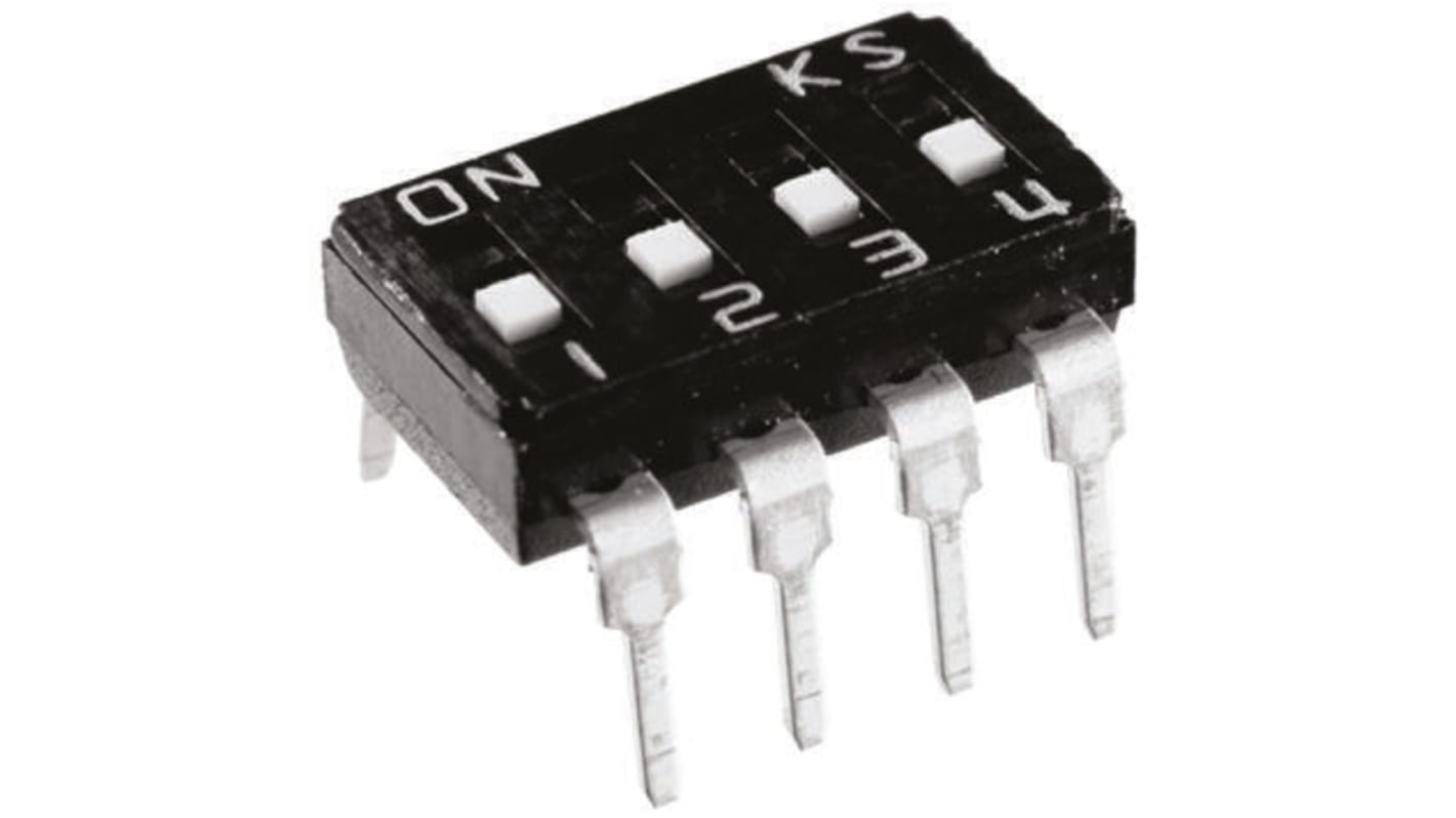 DBS9004K | Interruptor DIP, 4PST, Montaje en orificio pasante, Actuador ...