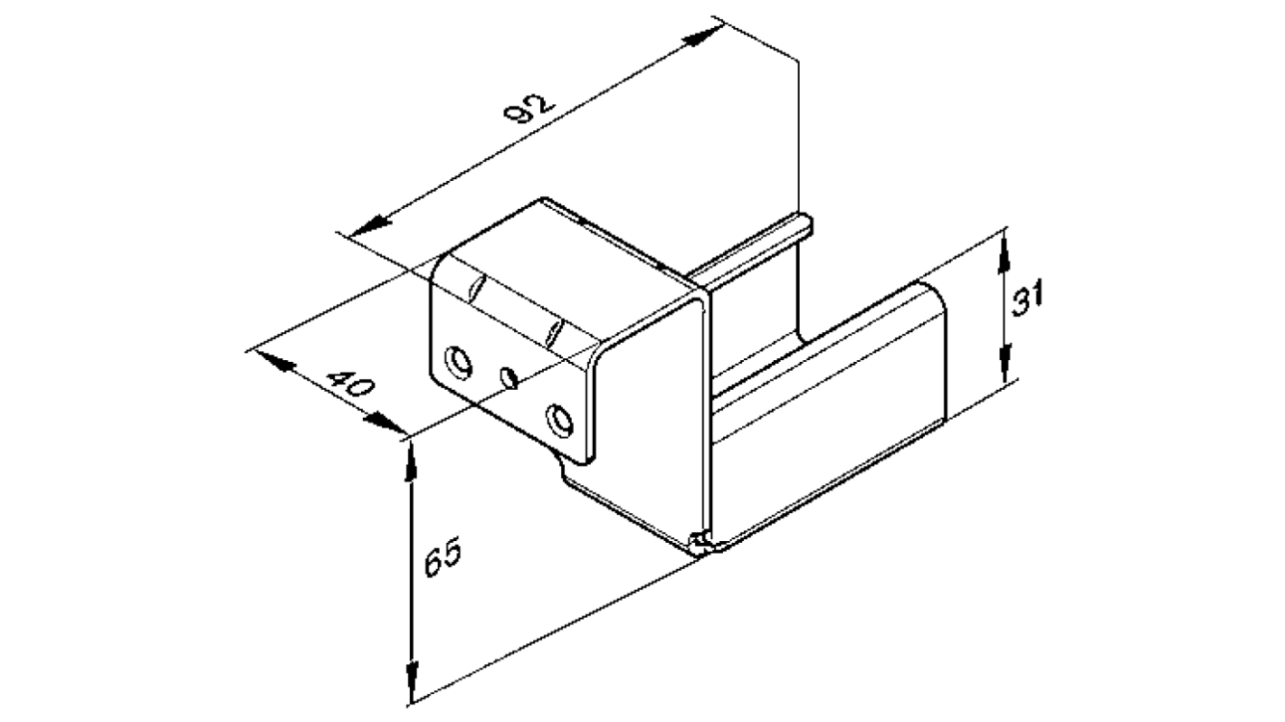 3842538372 | Bosch Rexroth Rail Holder With Stop, 92mm Length x 40mm ...