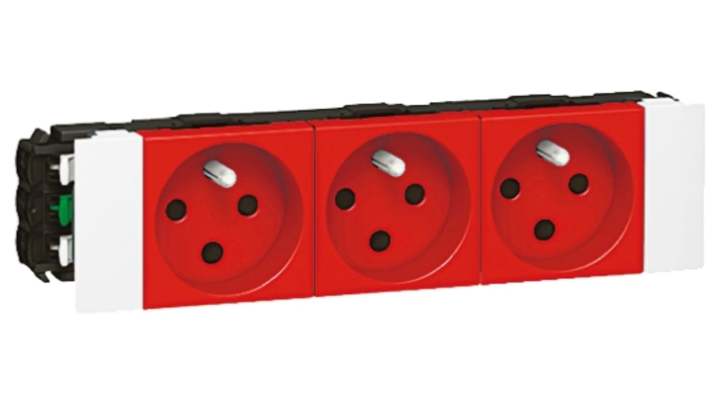0 771 23 | Legrand Red 3 Gang Power Socket, 16A | RS
