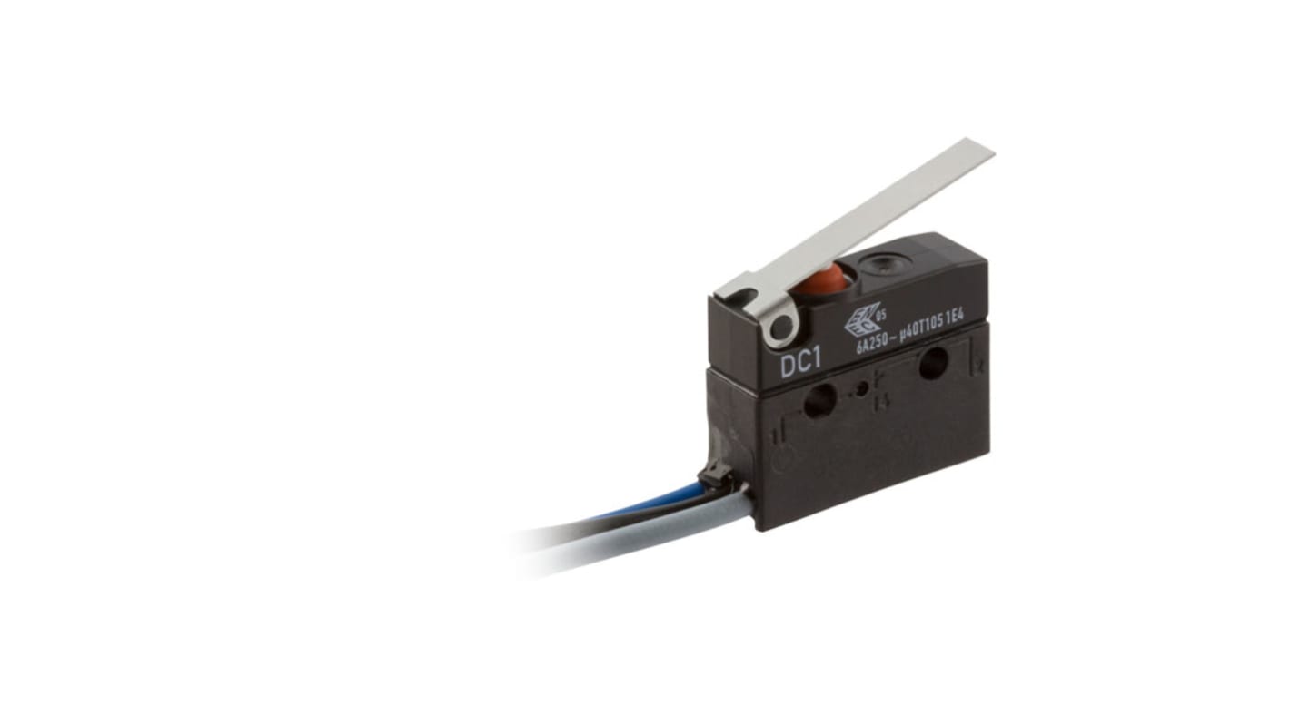 DC1C-C3LB | ZF Short Lever Micro Switch, Pre-wired Terminal, 6 A @ 250 ...