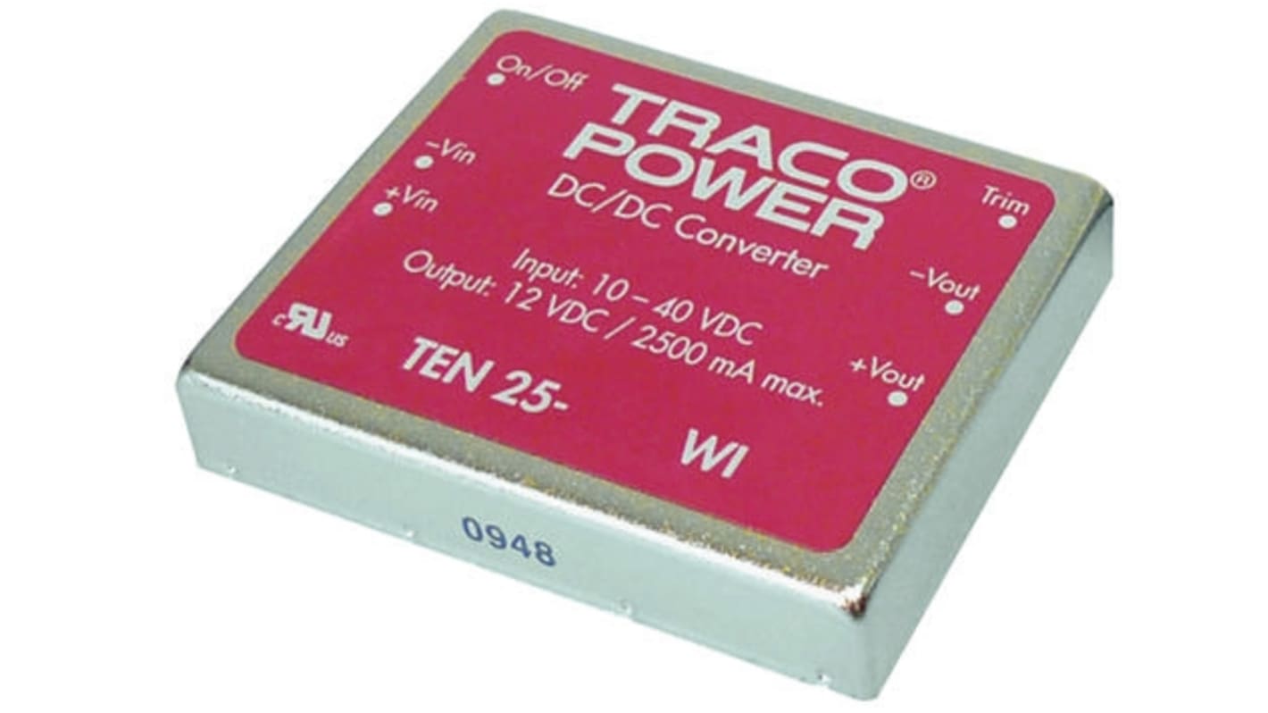 TEN 25-4823WI | TRACOPOWER TEN 25WI DC-DC Converter, ±15V dc/ ±1A Output, 18 → 75 V dc Input ...
