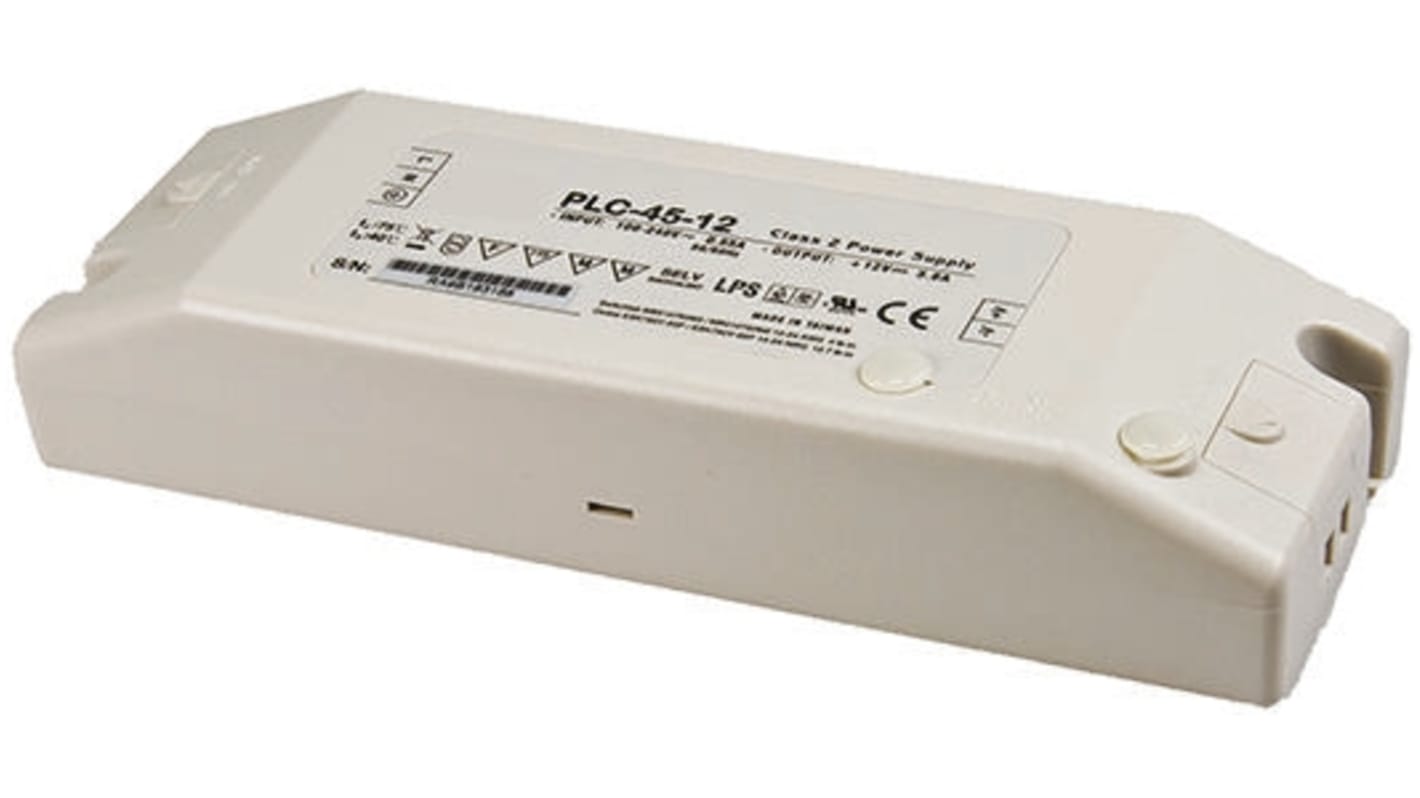 PLC-45-12RS | MEAN WELL LED Driver, 12V Output, 45.6W Output, 3.8A Output, Constant Voltage | RS