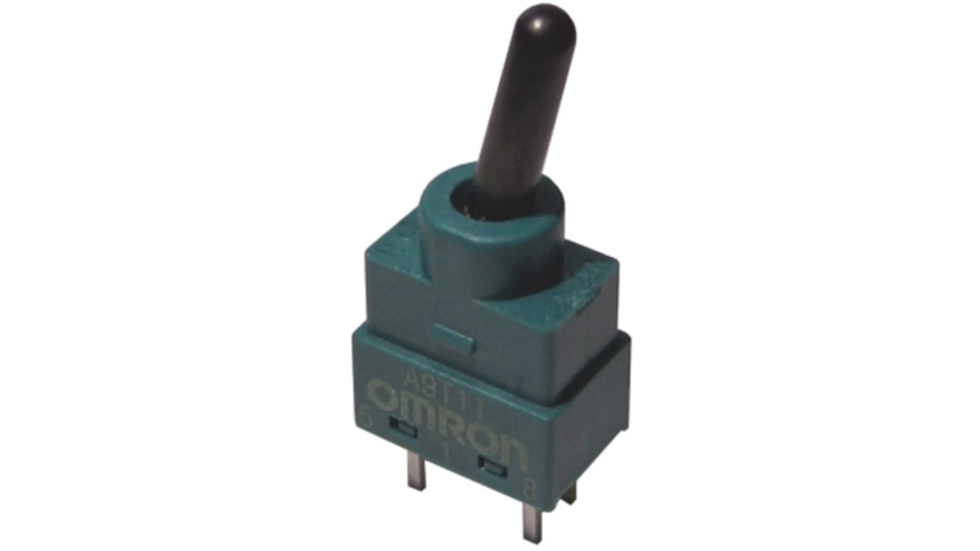 A9T110011E | Omron Toggle Switch, PCB Mount, Latching, SPDT, Through ...
