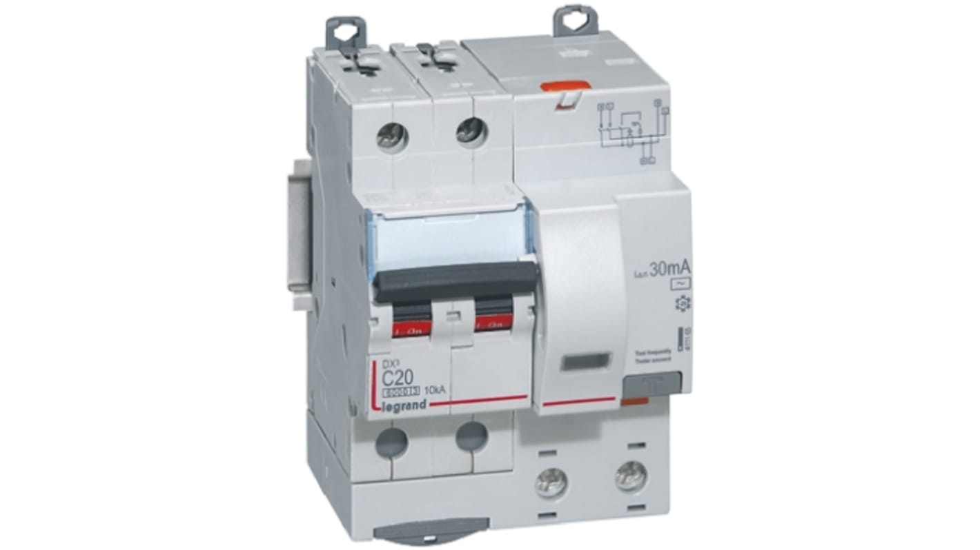 4 111 65 | Legrand DX3 RCD, 20A, 1P+N Pole, 30mA | RS