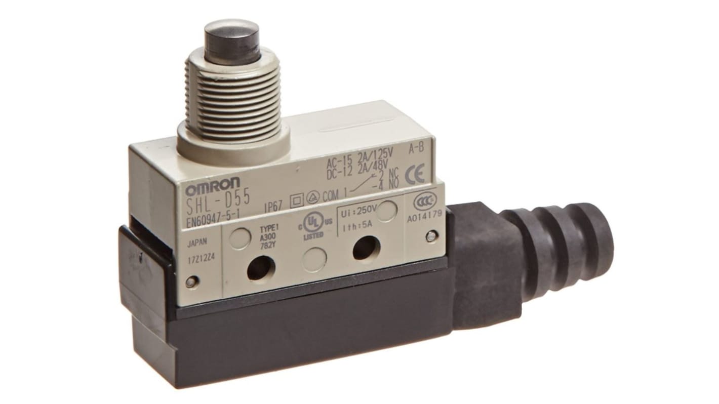 SHL-D55 | Omron Plunger Limit Switch, NO/NC, IP67, SPDT, 480V ac Max ...