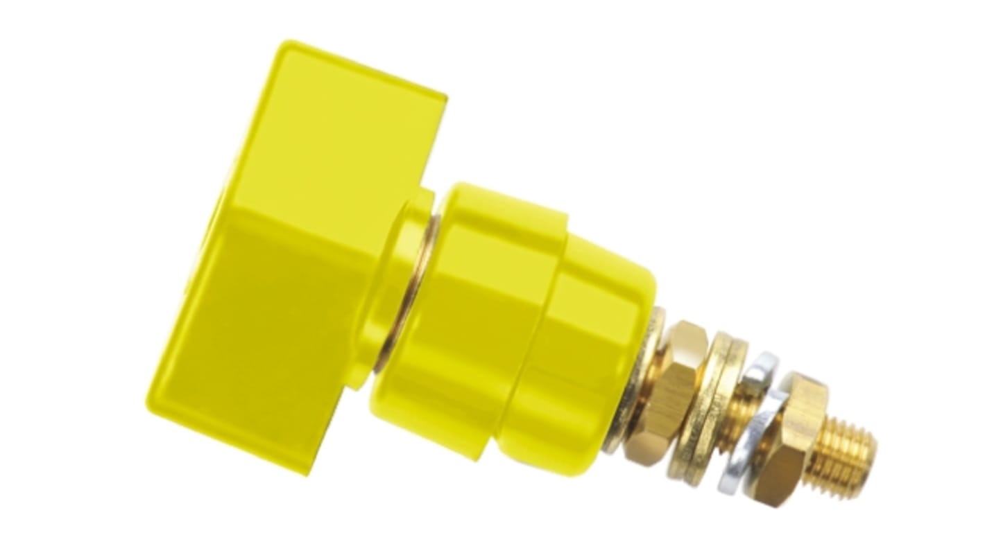 POL 631 / GE | Yellow terminal post + 4mm socket, 63A | RS