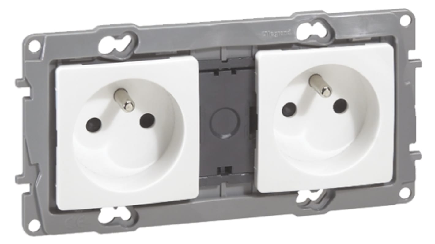 6 647 45 | Legrand White 2 Gang Electrical Socket | RS