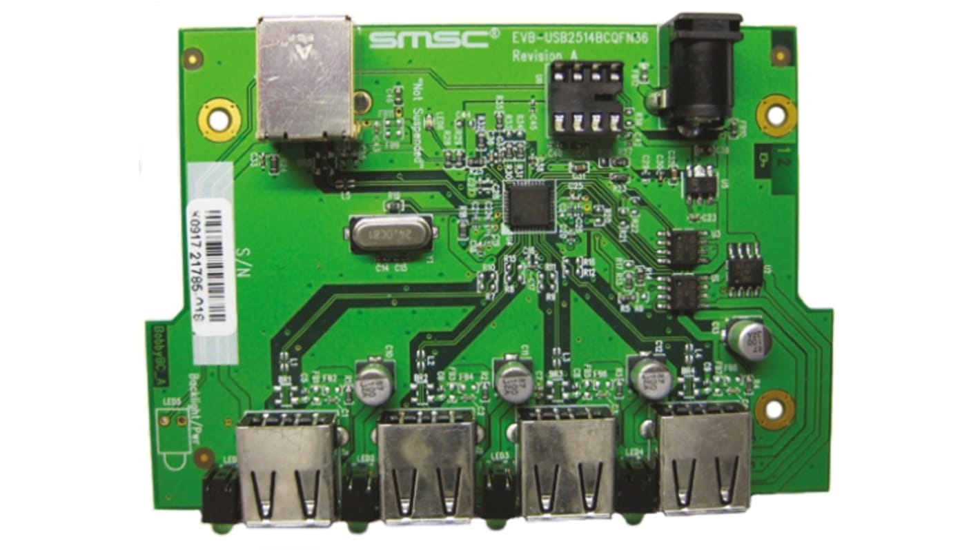 Microchip 4-port USB 2.0 Hub USB2514B Development Kit EVB-USB2514BC | RS