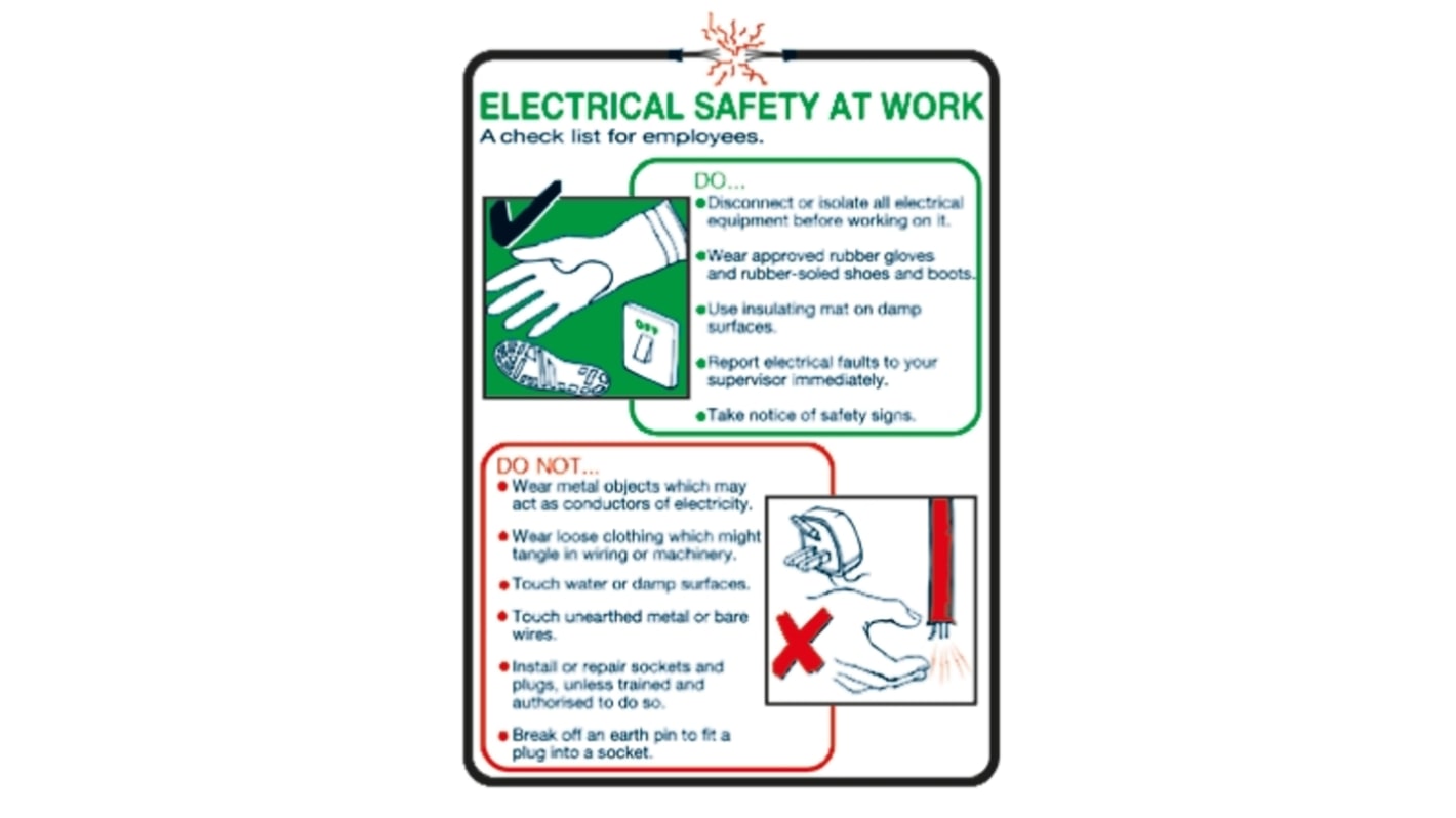 Electrical Safety at Work Safety Wall Chart, PP, English, 600 mm, 420mm ...