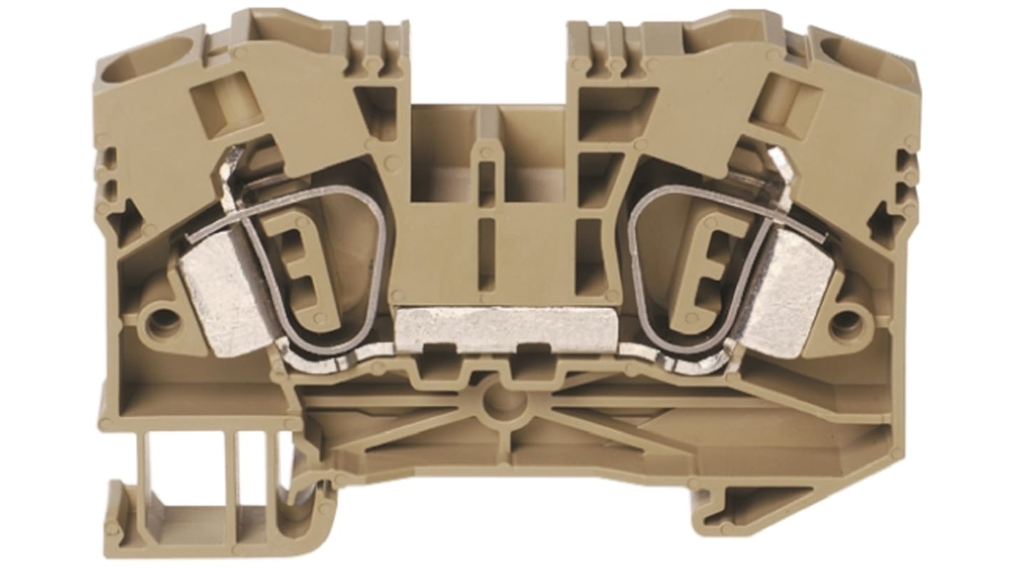 RS PRO Grey DIN Rail Terminal Block, 10mm², Double-Level, Spring Clamp ...