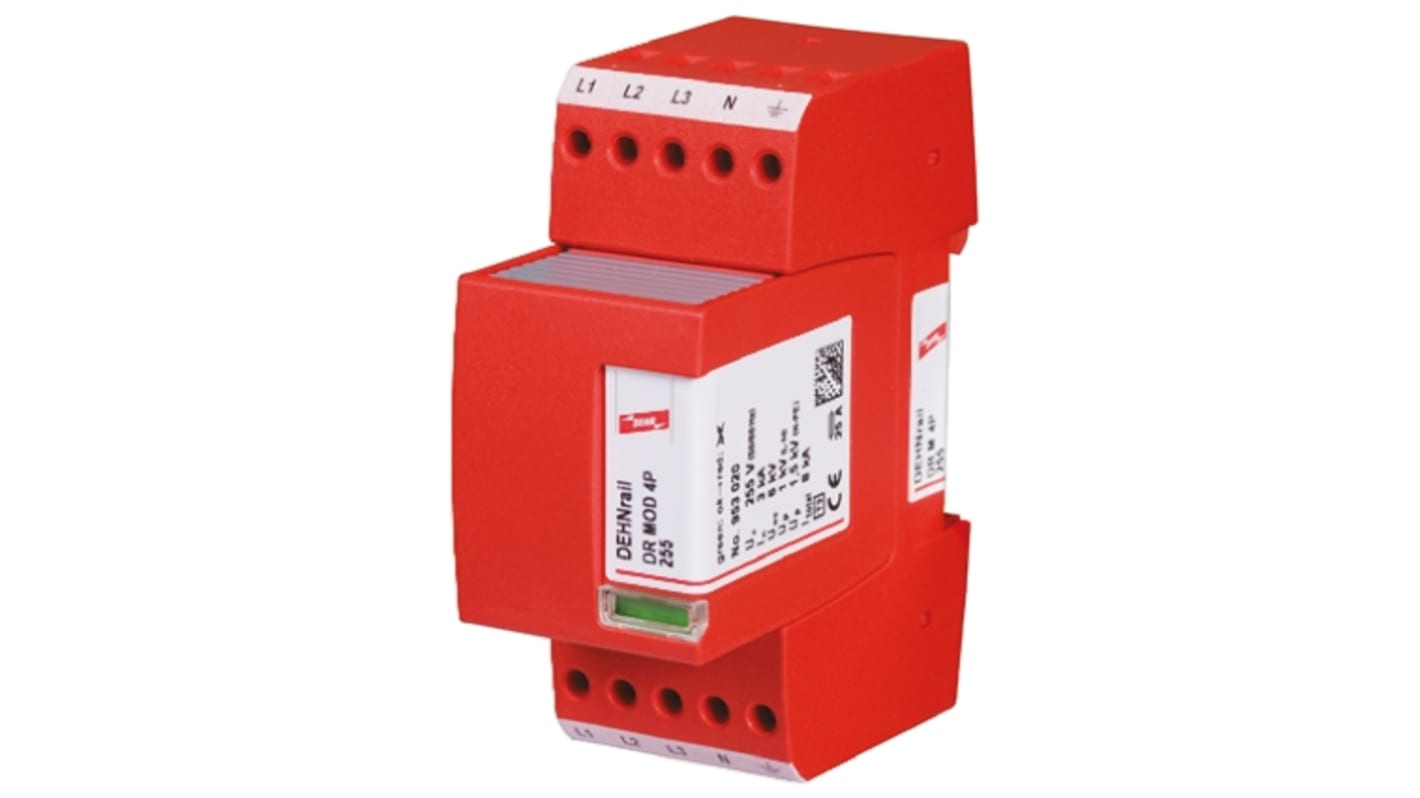 DR M 4P 255 | Dehn, DR Modular Surge Protector 440 V ac Maximum Voltage ...
