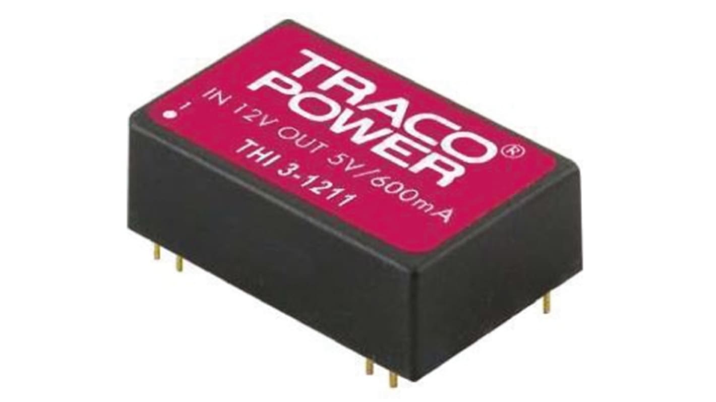 THI 3-0523 | TRACOPOWER THI 3 Isolated DC-DC Converter, ±15V dc/ 100mA Output, 4.5 → 5.5 V dc ...