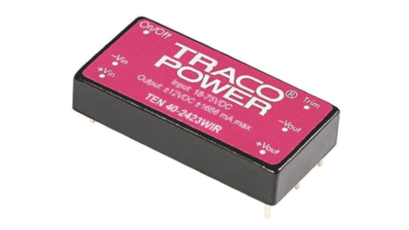 TEN 40-2410WIR | TRACOPOWER TEN 40WIR DC-DC Converter, 3.3V dc/ 10A Output, 9 → 36 V dc Input ...