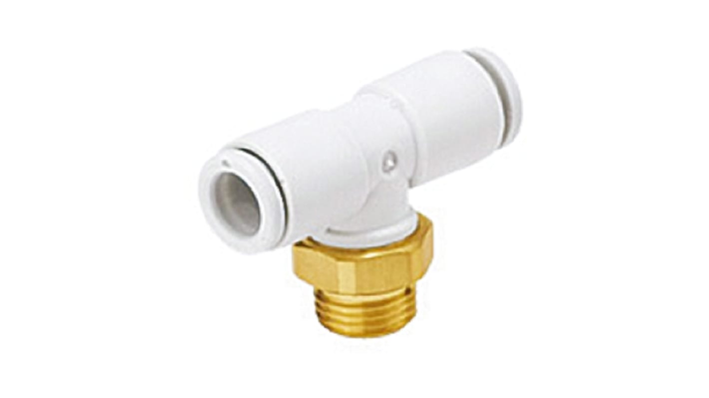 KQ2T06-01AS | SMC KQ2 Series Tee Threaded Adaptor, Push In 6 mm to Push In 6 mm, Threaded-to ...