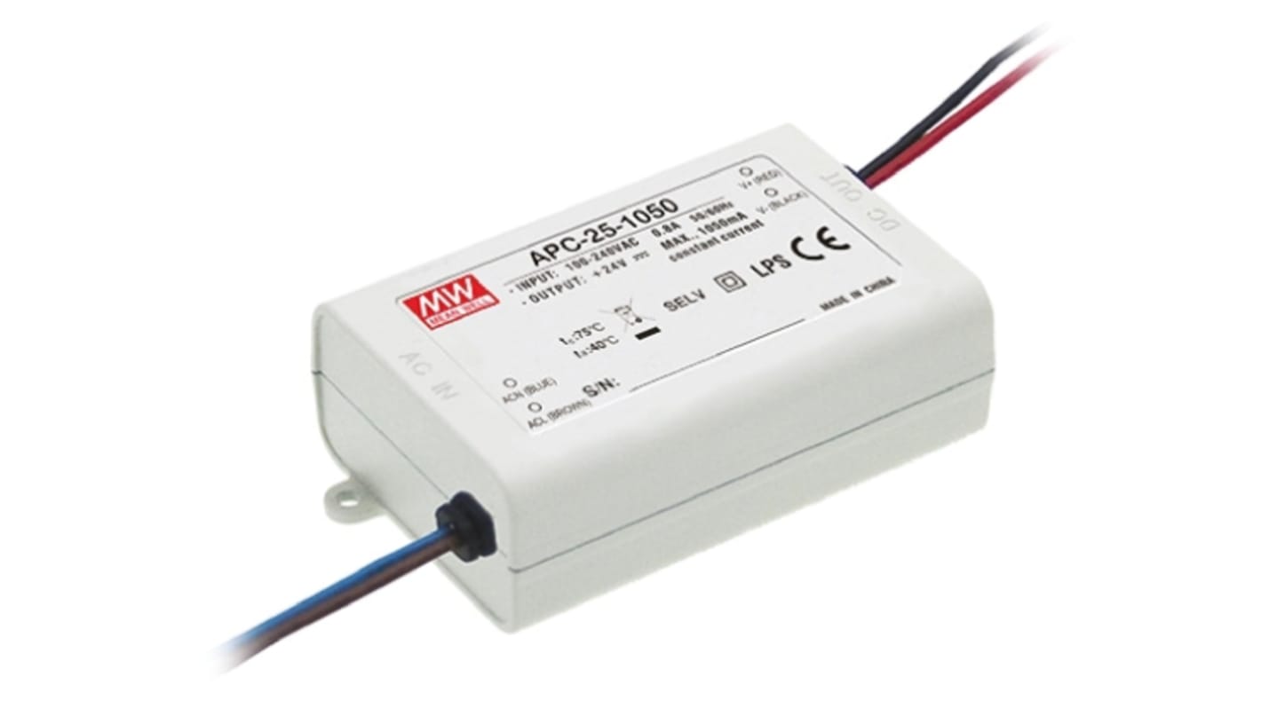 APC-25-700 | MEAN WELL LED Driver, 11 → 36V Output, 25.2W Output, 700mA Output, Constant Current ...