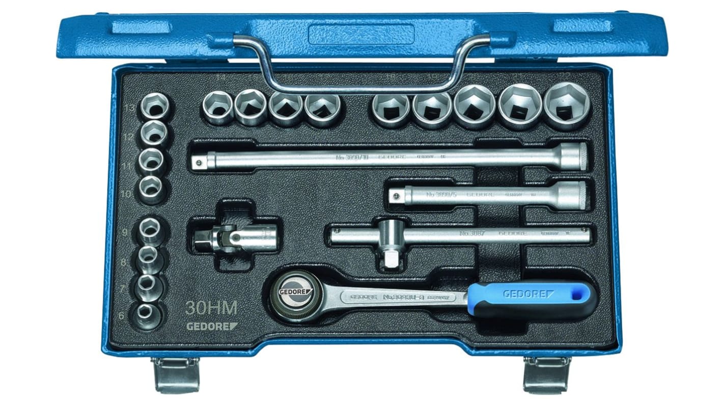D 30 HMU-10 | Gedore 22-Piece Metric 3/8 in Standard Socket Set with ...