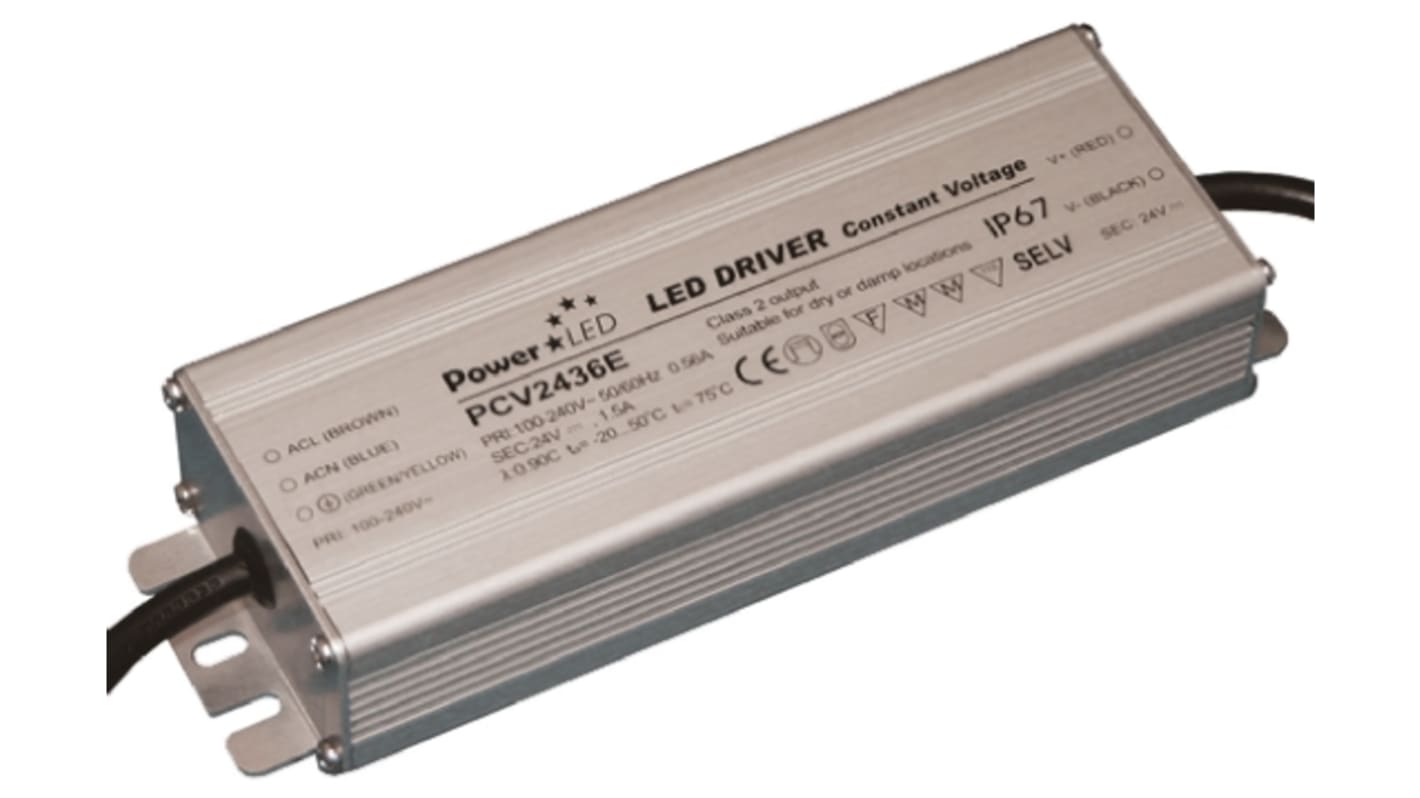 PCV2436E | PowerLED LED Driver, 24V Output, 36W Output, 1.5A Output, Constant Voltage | RS