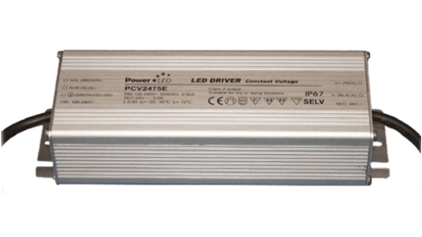 PCV2475E | PowerLED LED Driver, 24V Output, 75W Output, 3.15A Output, Constant Voltage | RS