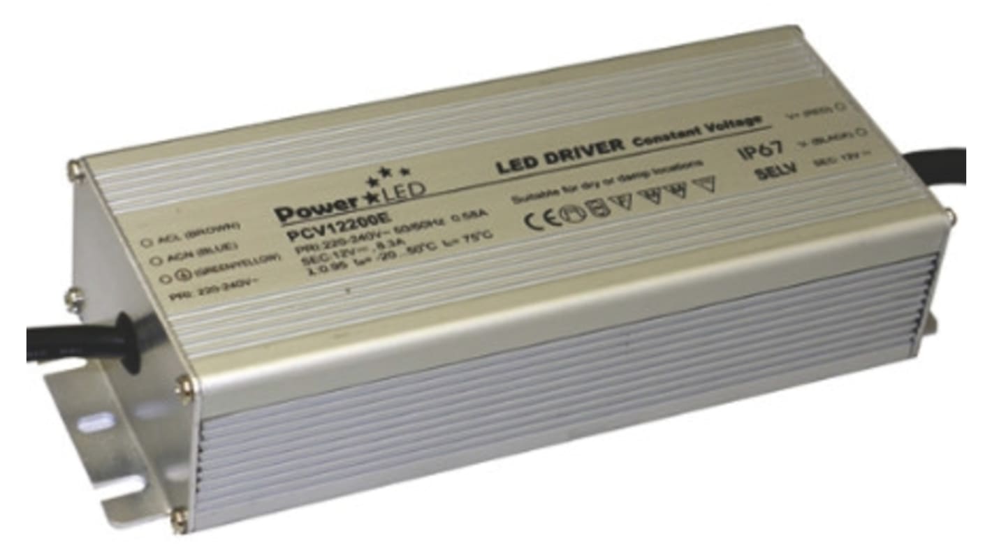 PCV24200E | PowerLED LED Driver, 24V Output, 200W Output, 0 → 8.4A Output, Constant Voltage | RS