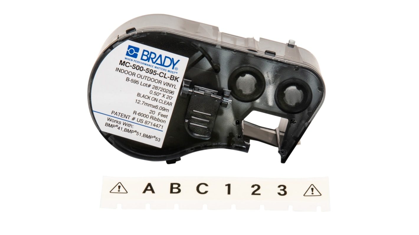 MC-500-595-CL-BK | Brady B-595 Vinyl Black on Transparent Label Printer ...
