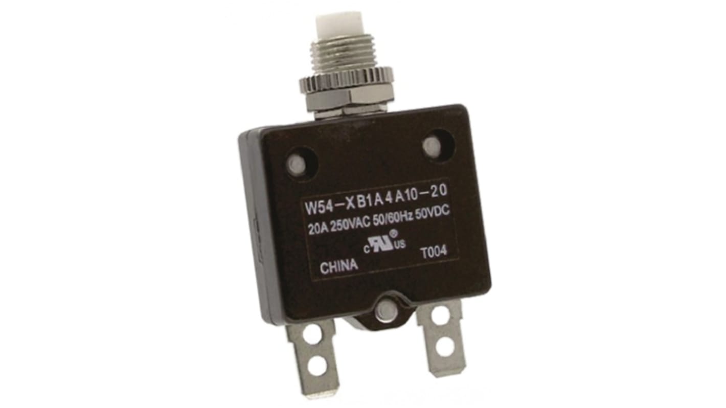 W54-XB1A4A10-20 | TE Connectivity Thermal Circuit Breaker - W54 Single ...