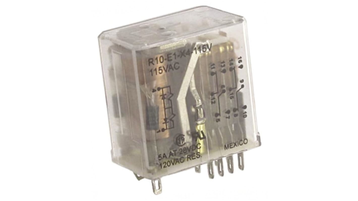R10-E1X4-115V | TE Connectivity Power Relay, 115V dc Coil, 5A Switching ...