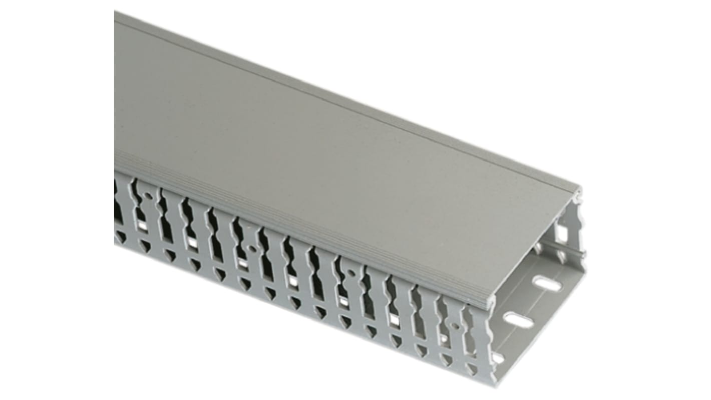 636113 | Legrand Transcab Grey Slotted Panel Trunking - Open Slot, W60 ...