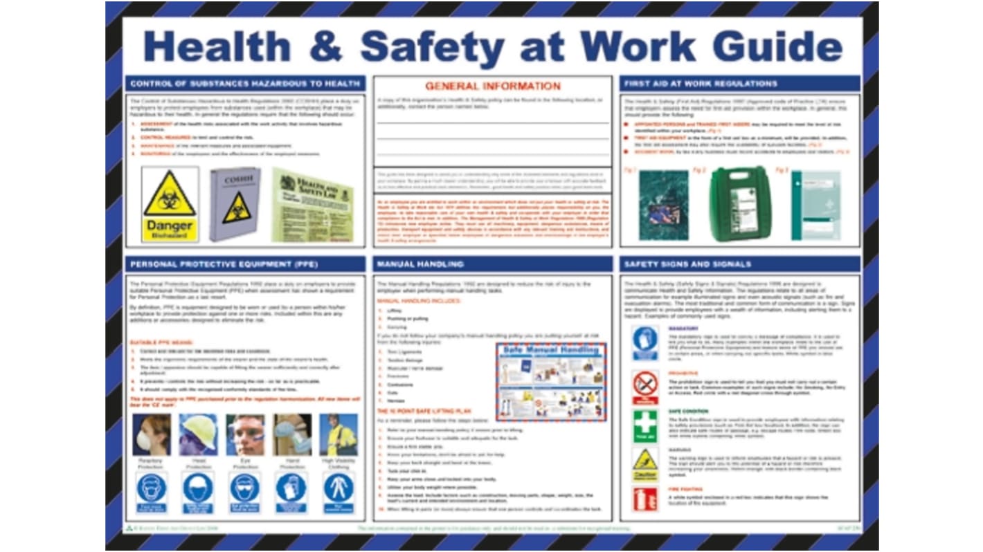 Health & Safety At Work Guidance Safety Poster, Semi Rigid Laminate ...