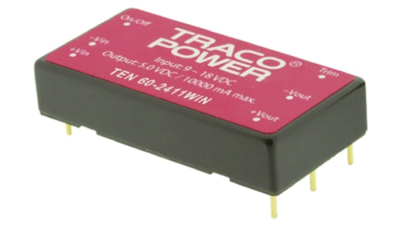 TEN 60-4811WIN | TRACOPOWER TEN 60WIN DC-DC Converter, 5V dc/ 12A Output, 18 → 75 V dc Input ...