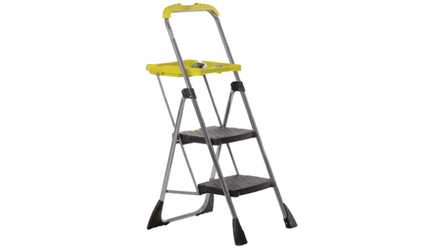 RS PRO 2 Tread Aluminium Steps 500mm Platform Height, Yellow | RS