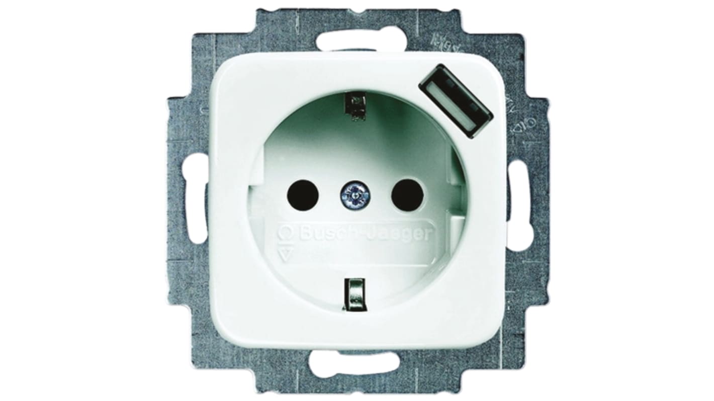20EUCBUSB-214 | Busch Jaeger - ABB White 1 Gang Plug Socket, 16A, Type ...