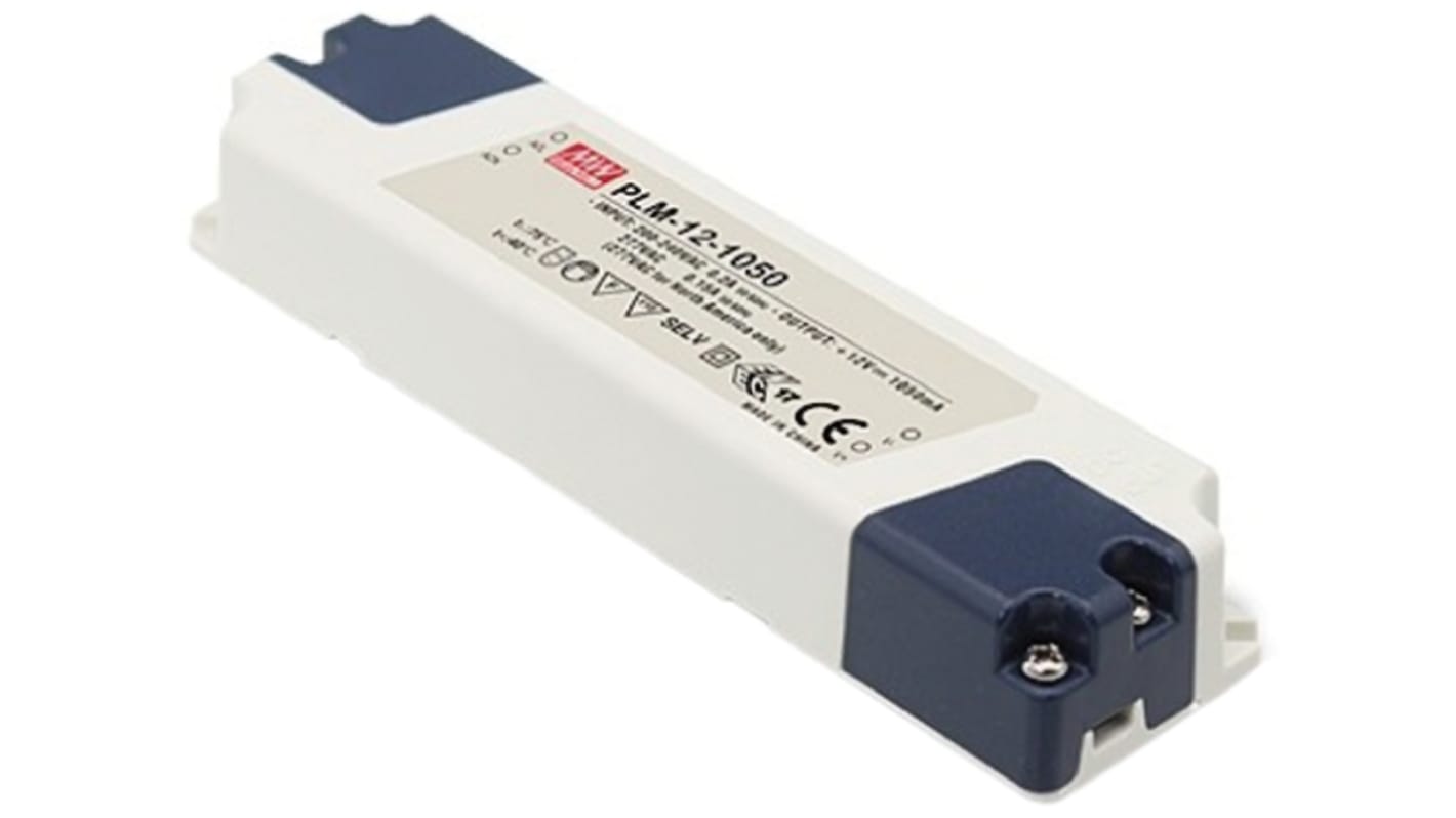 PLM-12-500 | MEAN WELL LED Driver, 15 → 24V Output, 12W Output, 500mA ...