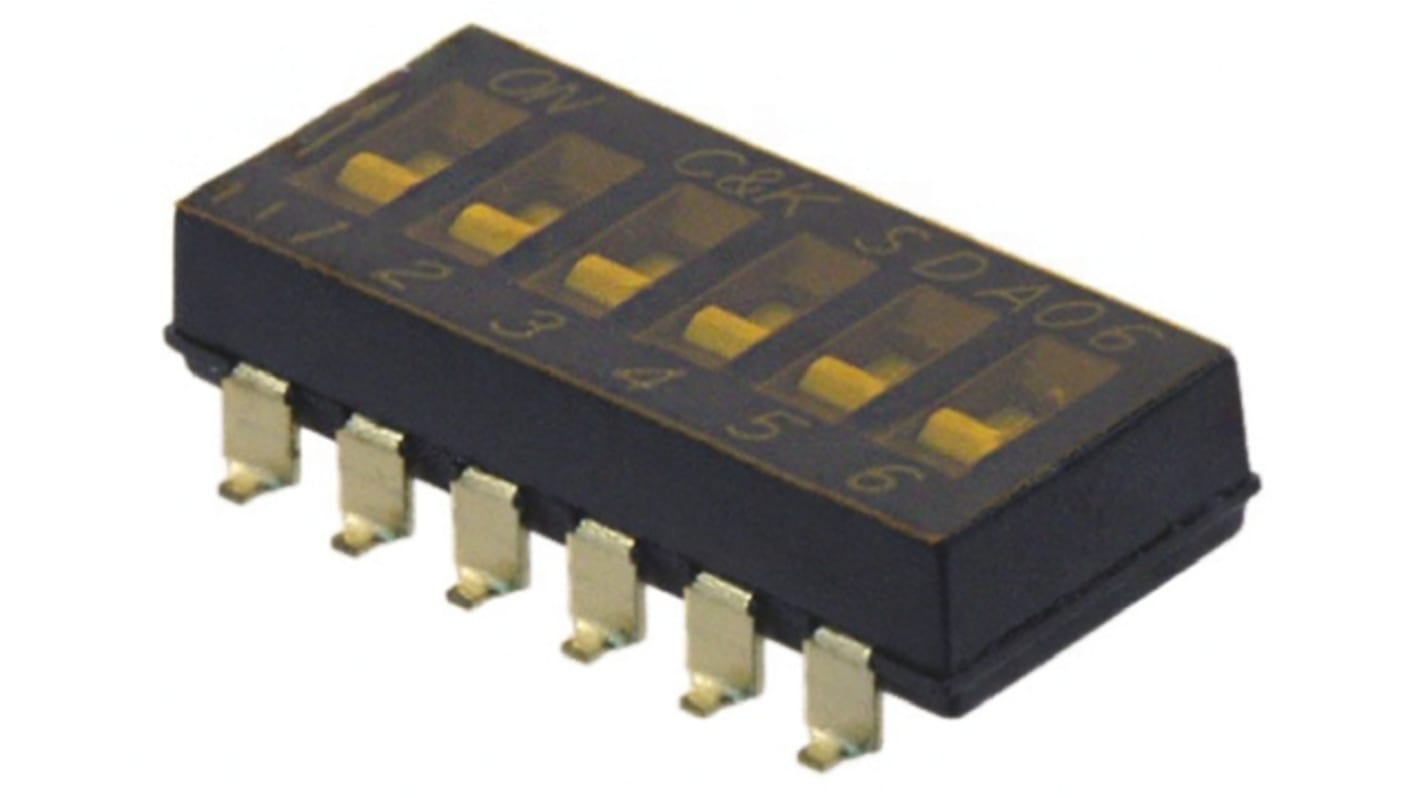 SDA06H0SB | C & K 6 Way Surface Mount DIP Switch SPST, Flush Actuator | RS