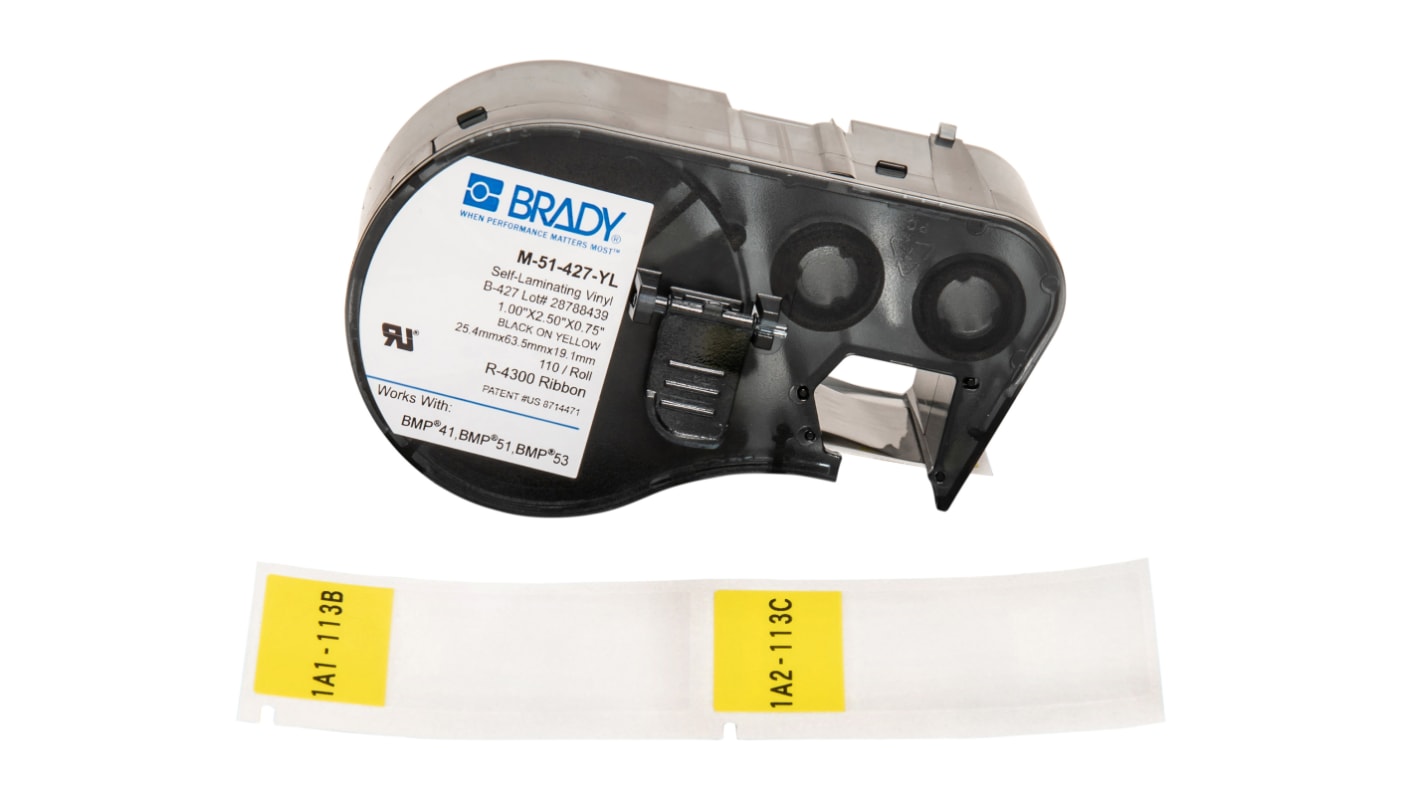 M-51-427-YL | Brady B-427 Self-laminating Vinyl Black on Yellow ...