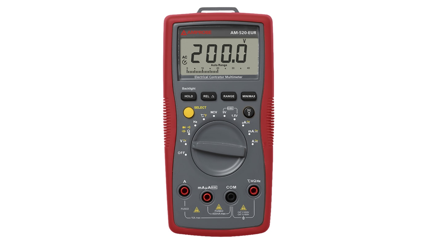 Amprobe AM-520-EUR Handheld Digital Multimeter, 10A ac Max, 10A dc Max ...