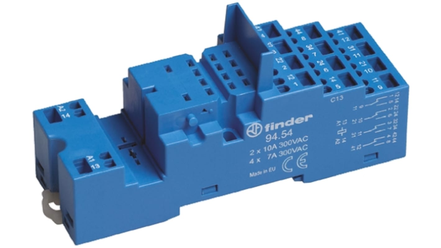 94.54SMA | Finder 94 250V ac DIN Rail Relay Socket for use with Various ...