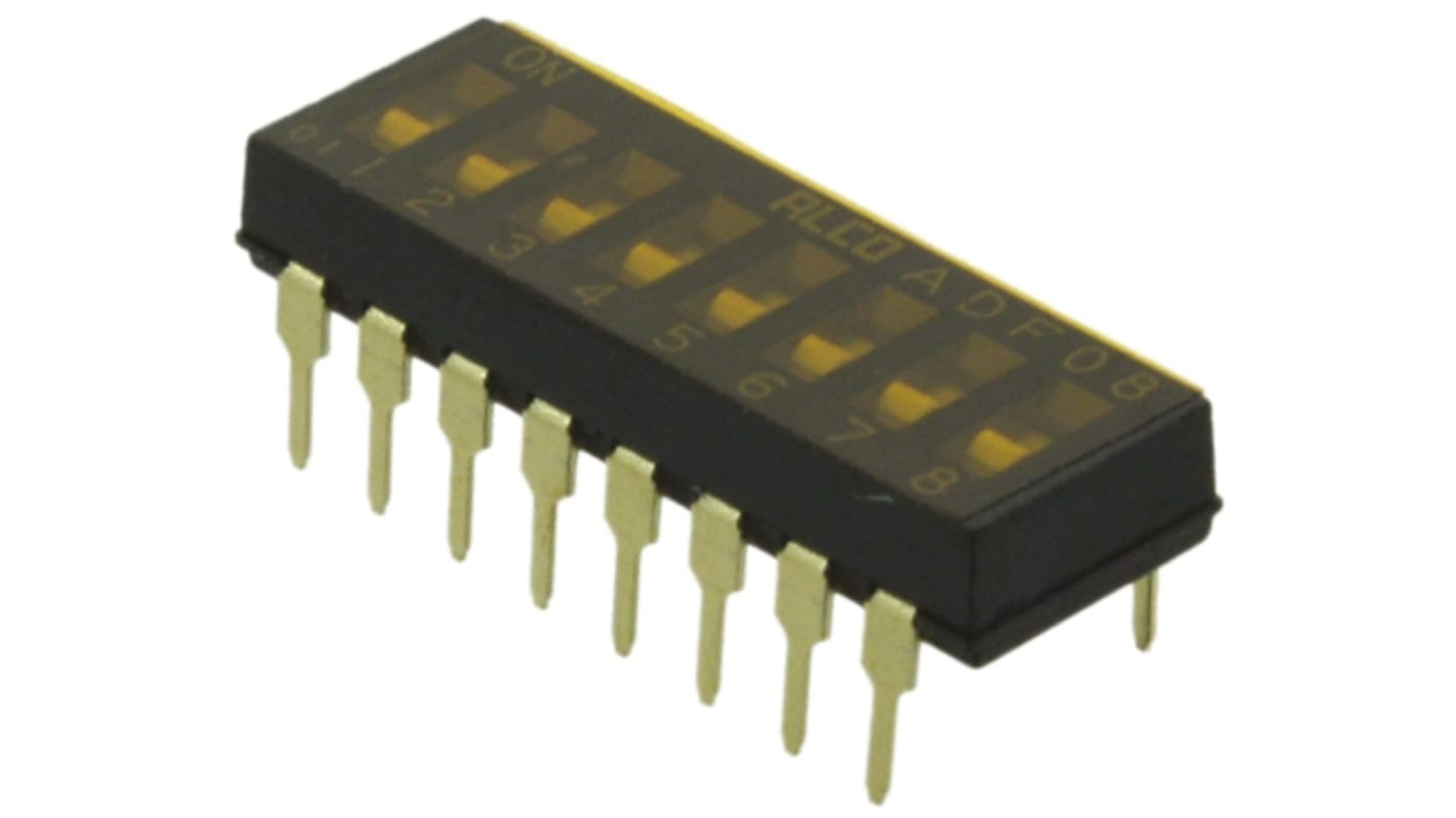 1-1825002-4 | 8 Way Through Hole DIP Switch SPST, Flush Slide Actuator | RS
