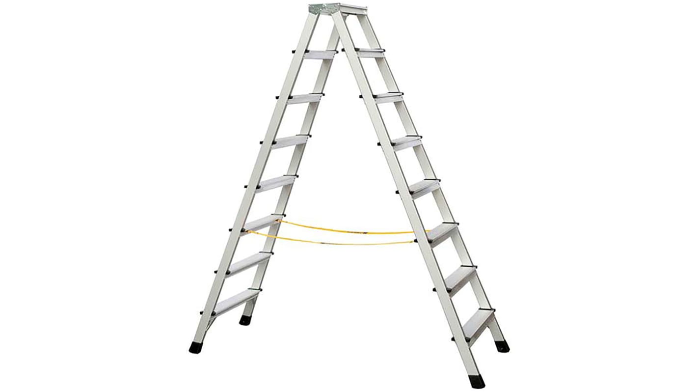 41268 | Zarges Aluminium 2 x 8 steps Step Ladder, 1.8m open length | RS