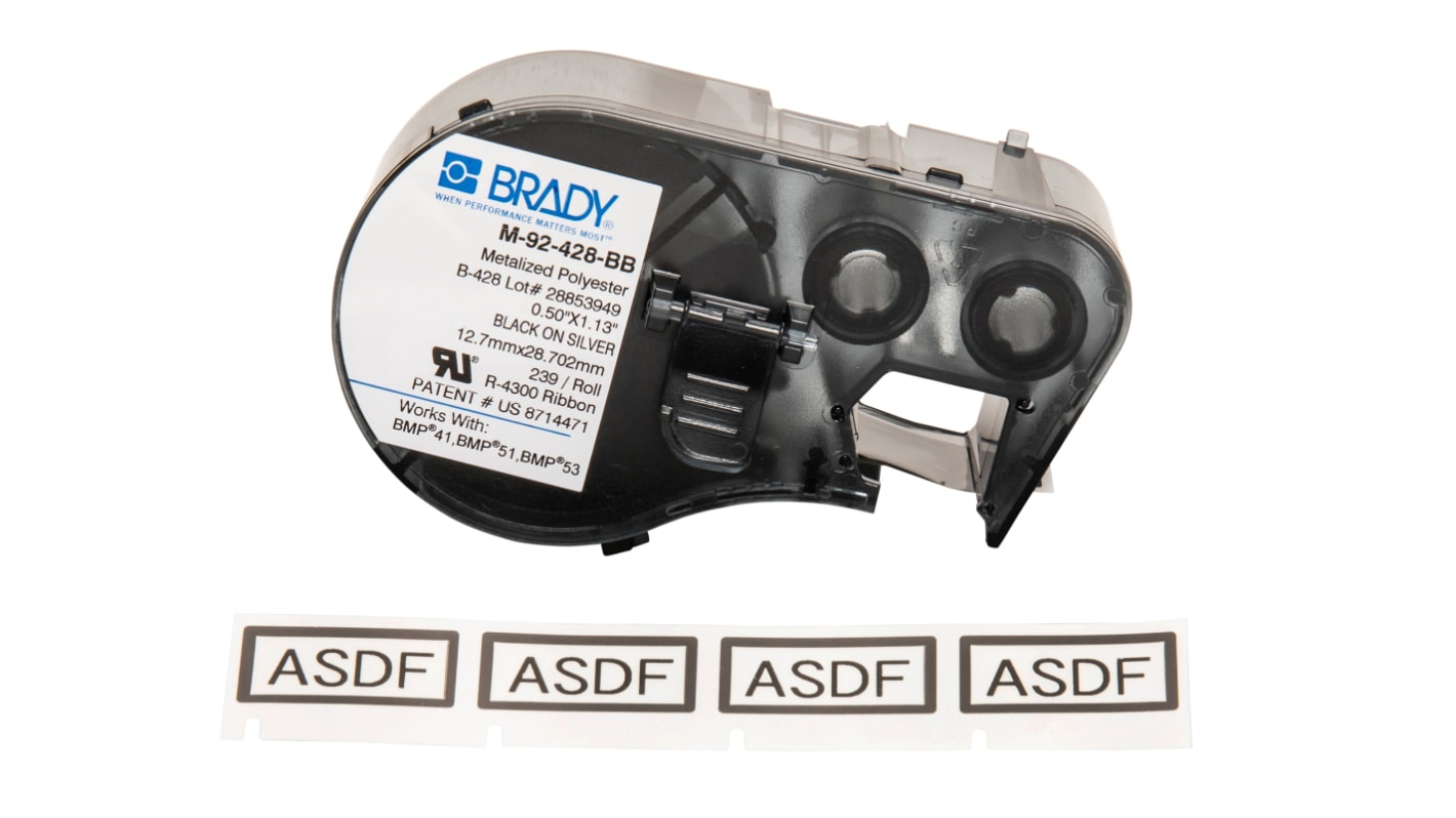 M-92-428-BB | Brady B-428 Metallised Polyester Black on Silver Label ...