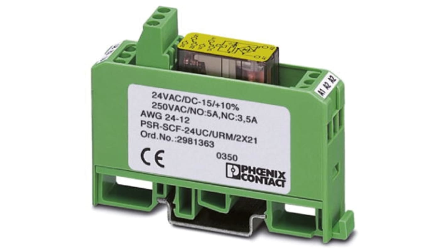 2981376 | Phoenix Contact Single-Channel Safety Relay, 120V ac/dc, 2 ...