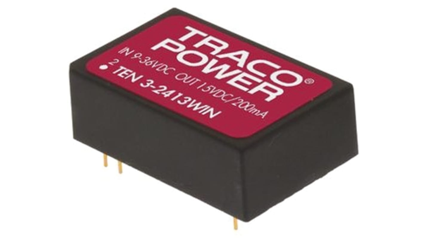 TEN 3-2423WIN | TRACOPOWER TEN 3WIN DC-DC Converter, ±15V dc/ ±100mA Output, 9 → 36 V dc Input ...