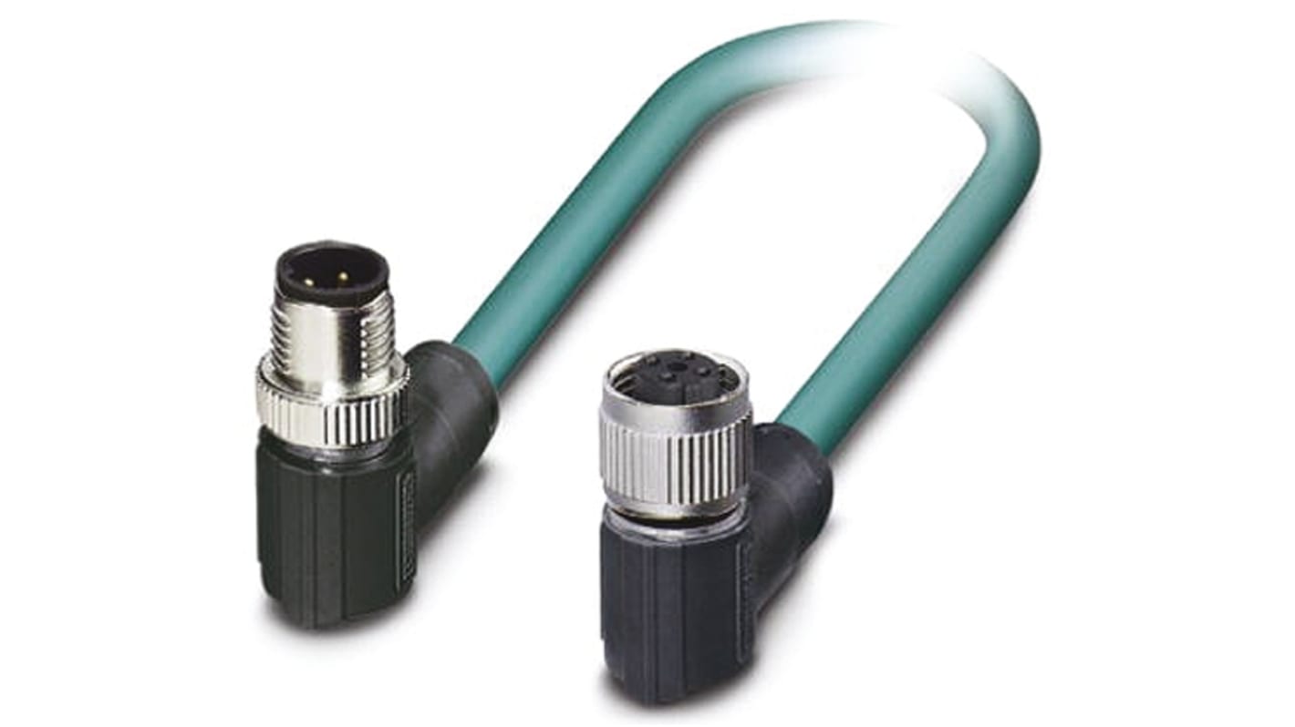 1408739 | Phoenix Contact Cat5 Right Angle Female M12 to Right Angle ...
