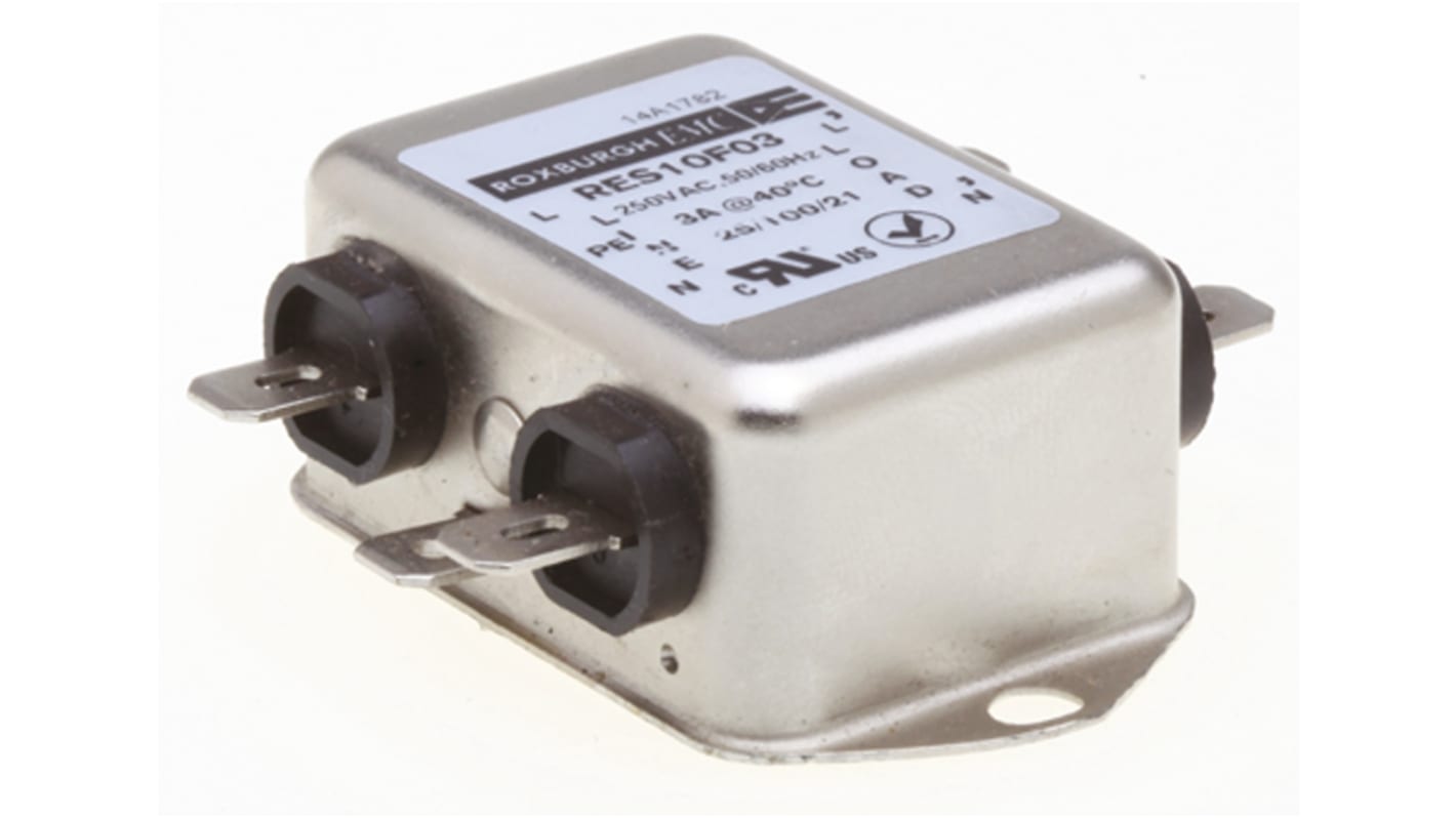 RES10F03 | Roxburgh EMC, RES10 3A 250 V ac DC → 400Hz, Chassis Mount ...