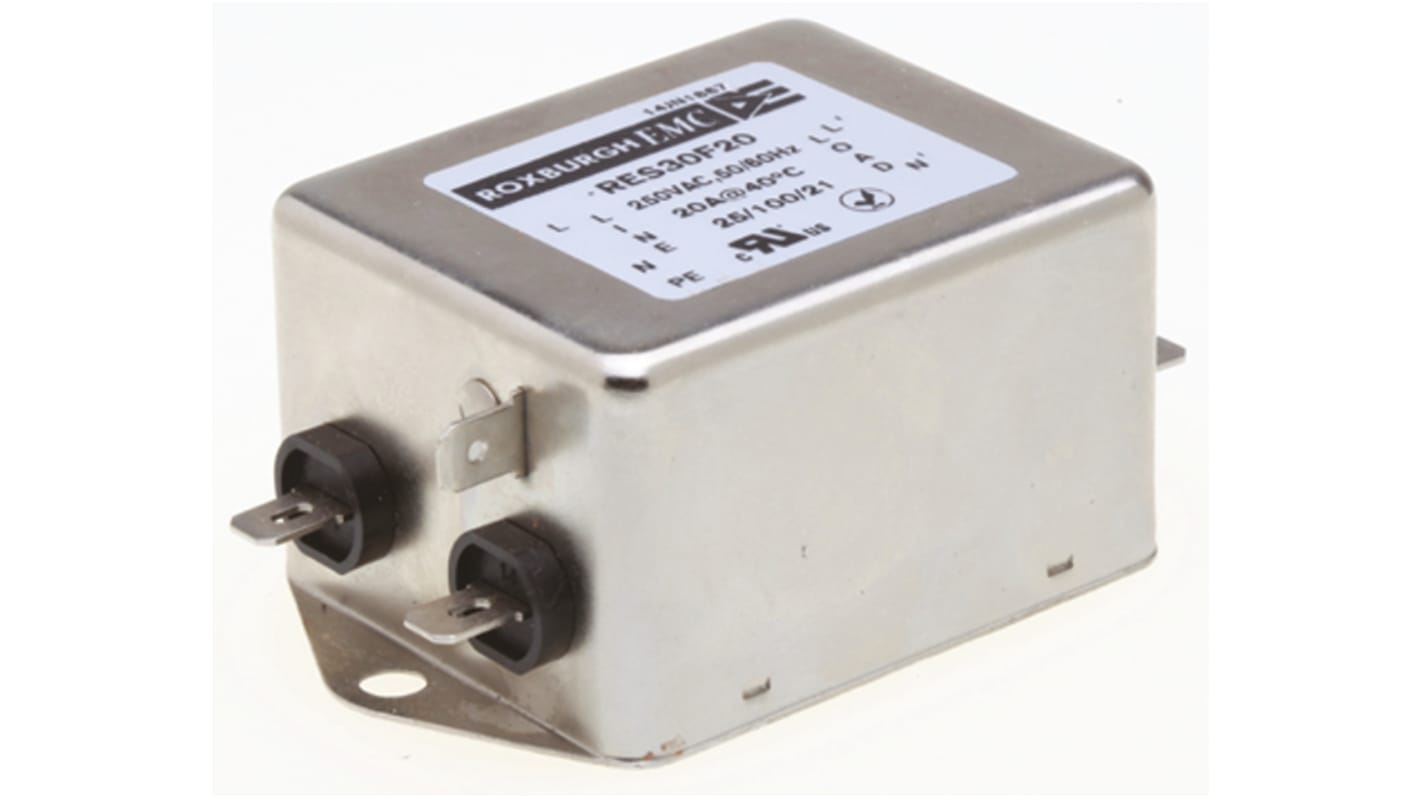 RES30F20 | Roxburgh EMC, RES30 20A 250 V ac DC → 400Hz, Chassis Mount ...