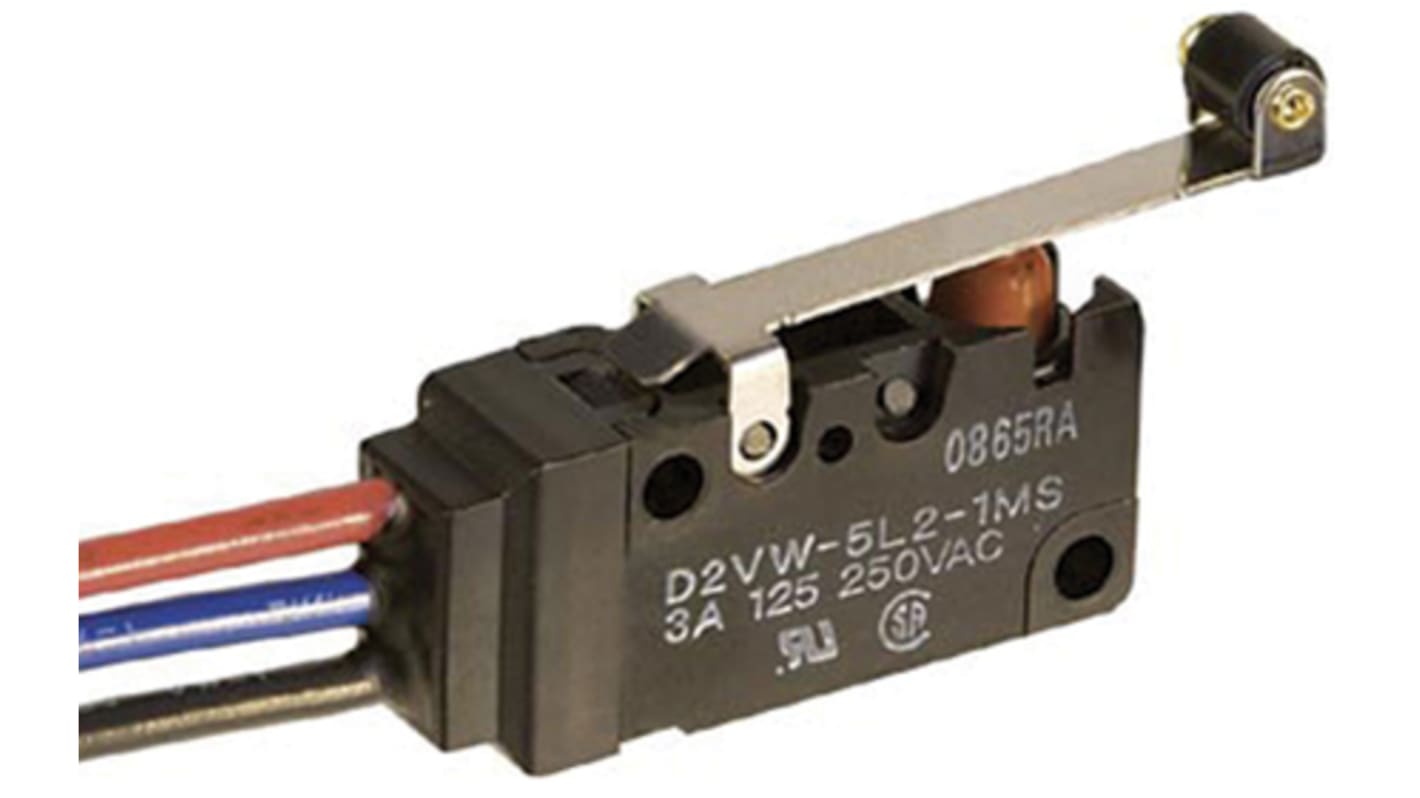 D2VW-5L2A-1HS | Omron Short Hinge Lever Micro Switch, Tab Terminal, 5 A ...