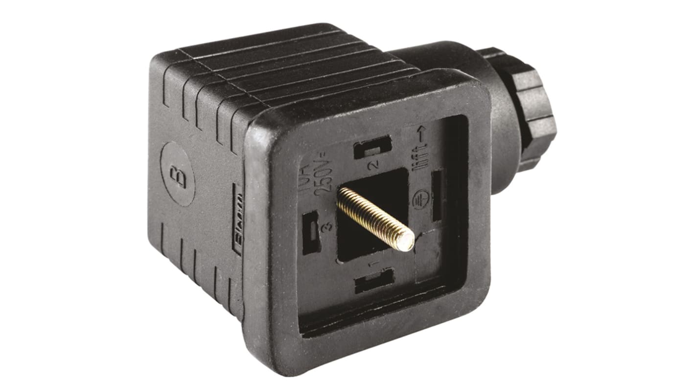 RS PRO 2P+E DIN 43650 A, Female Solenoid Valve Connector, 250 V ac ...