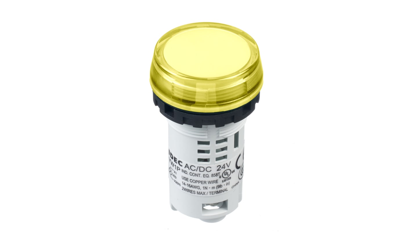 YW1P-1BUQ4Y | Idec, IDEC YW, Panel Mount Yellow LED Pilot Light, 22mm ...